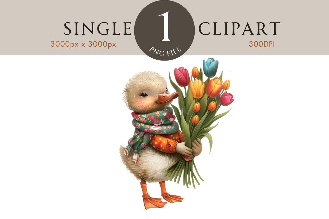 Duck Clipart, Cute Nursery Spring PNG, Summer Illustration, Watercolor ...