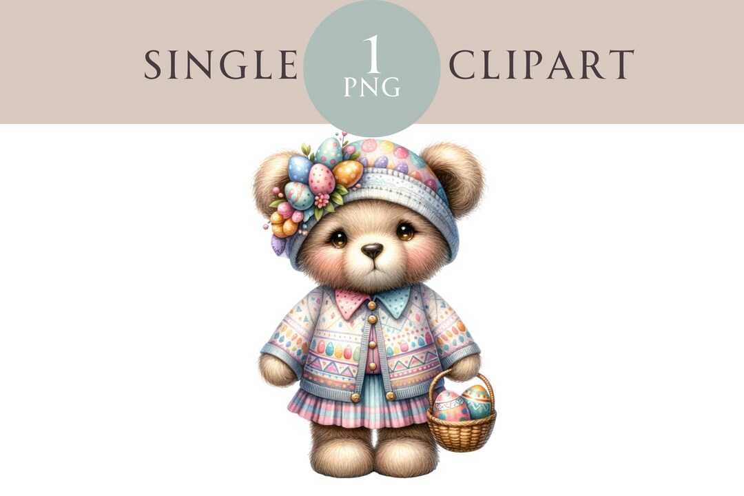 Easter Teddy Bear Watercolor Clipart PNG, Spring Mothers Day Clipart ...