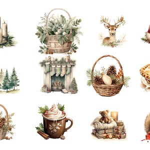 Christmas Watercolor Clipart PNG Bundle , Big Bundle Festive Clipart ...