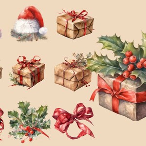 Christmas Watercolor Clipart PNG Bundle: Commercial Use (digital ...
