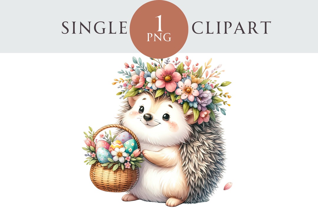 Easter Hedgehog Clipart, Spring Mothers Day PNG Illustration, Ideal for ...