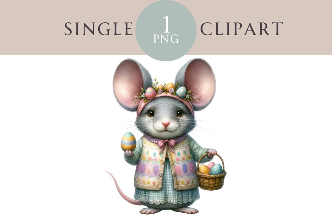 Easter Cute Mouse Watercolor Clipart PNG, Spring Mothers Day Clipart ...