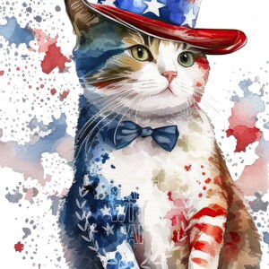 Independence Day Clipart, 4th July Cat Clipart , Patriotic Clipart ...