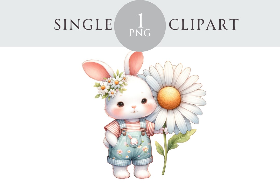 Spring Rabbit Clipart, Easter Bunny PNG Illustration, Mothers Day ...