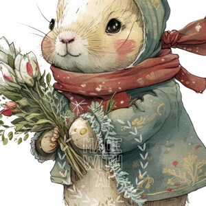Winter Rabbit Watercolor Clipart PNG, Forest Animals Clipart, Nursery ...