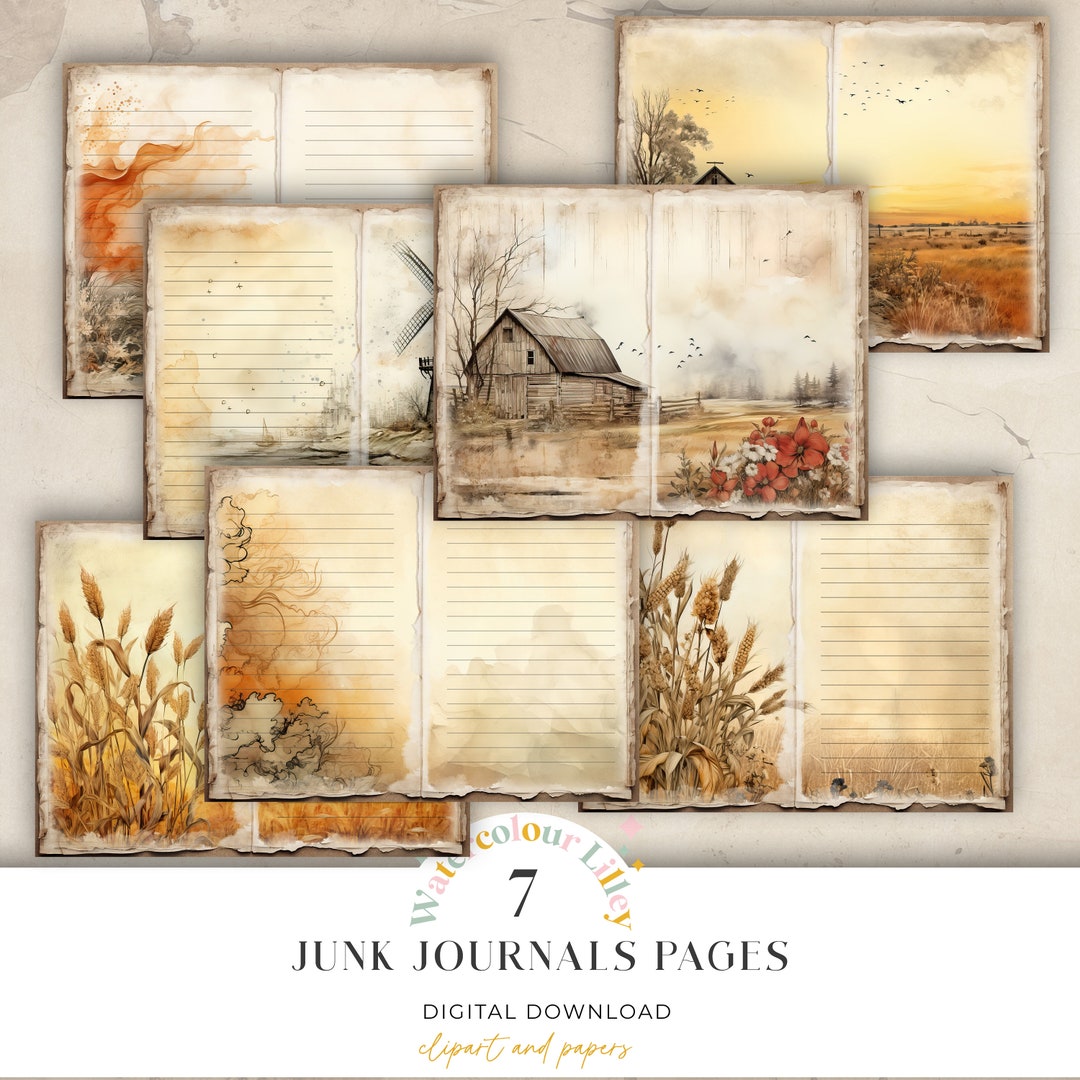 Rustic 7 Digital Journal Pages Shabby Chic Junk Journal Digital Paper ...