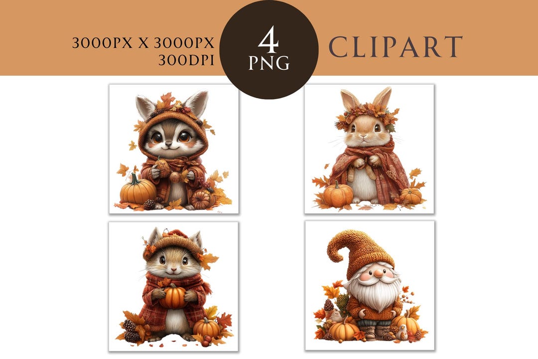 Autumn Clipart Illustration Cute Fall Thanksgiving Watercolor Images ...