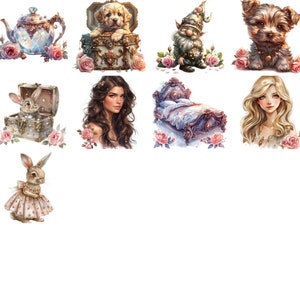 Sparkle Princess Watercolour Clipart PNG Bundle Magical Fairytale ...