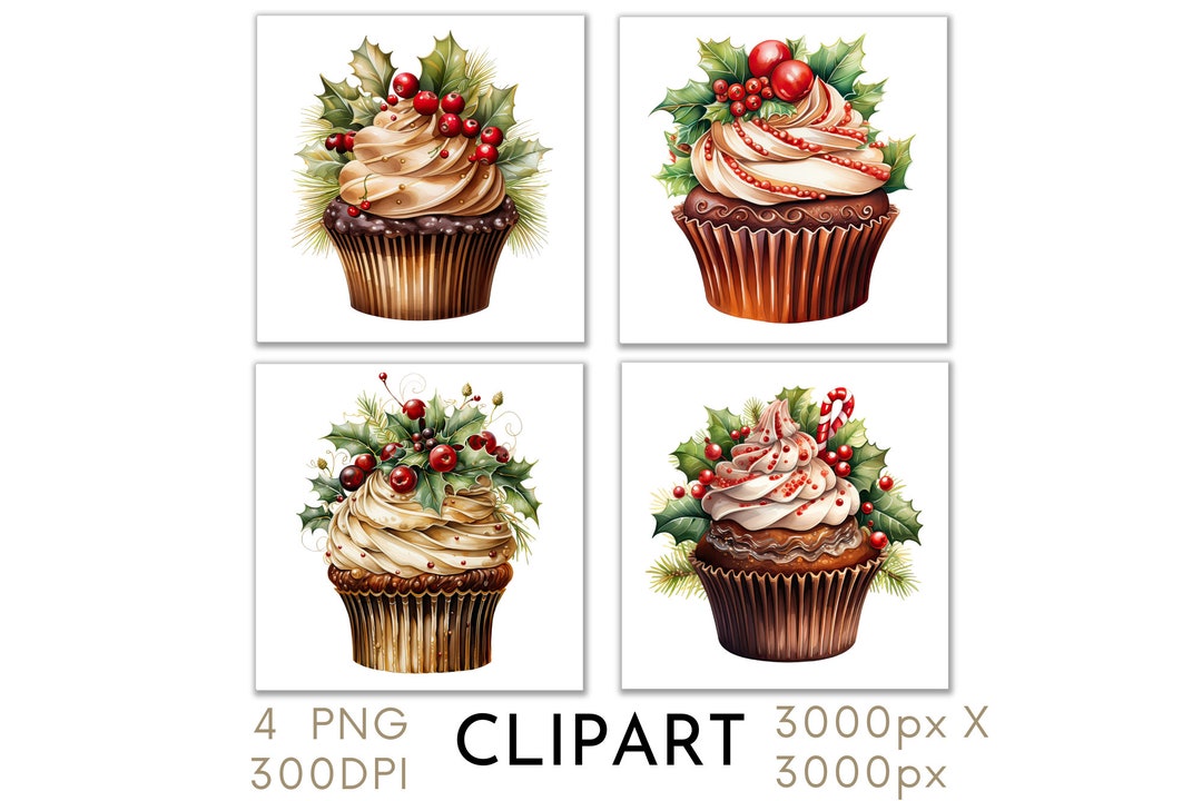 Christmas Cupcakes Clipart Festive Papercrafts Christmas Greeting Cards ...