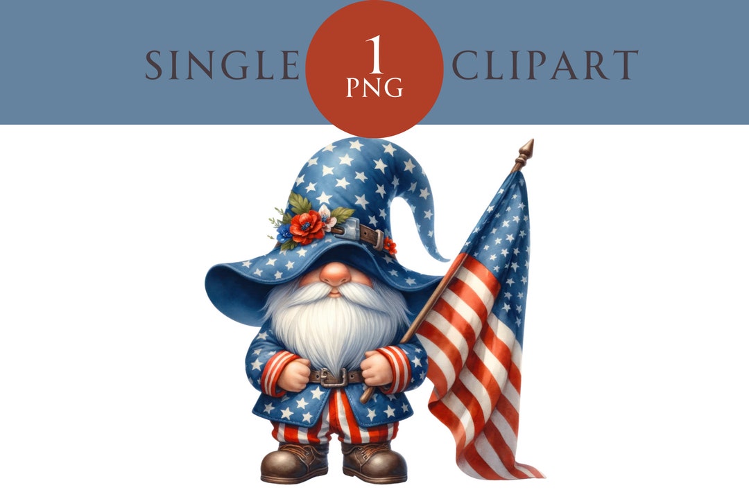 July 4th Gnome Clipart PNG, Patriotic Independence Day American Flag ...