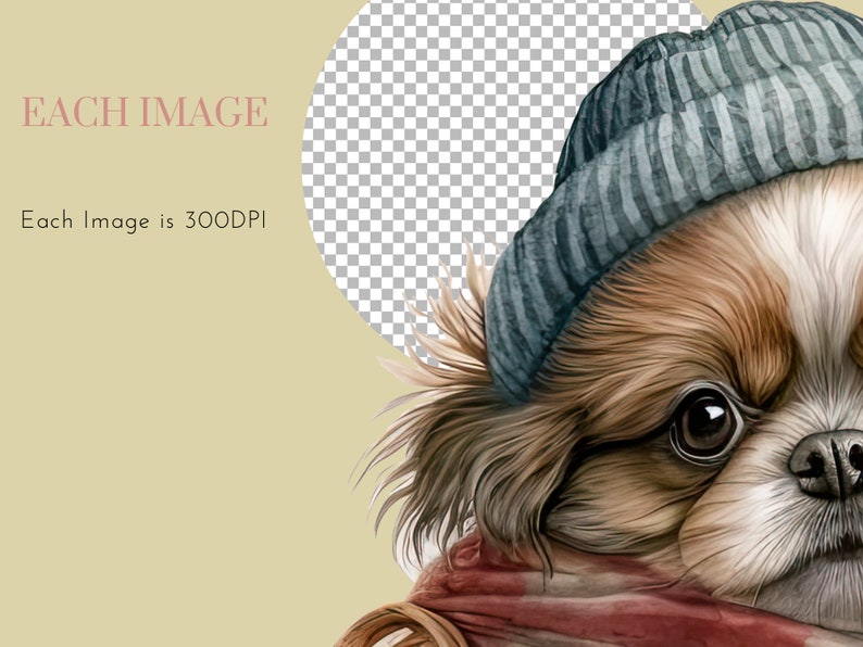 Winter Dog Watercolor Clipart PNG Cute Animals Clipart - Etsy