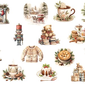 Christmas Watercolor Clipart PNG Bundle , Big Bundle Festive Clipart ...