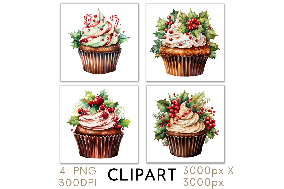 Christmas Cupcakes Clipart Festive Papercrafts Christmas Greeting Cards ...
