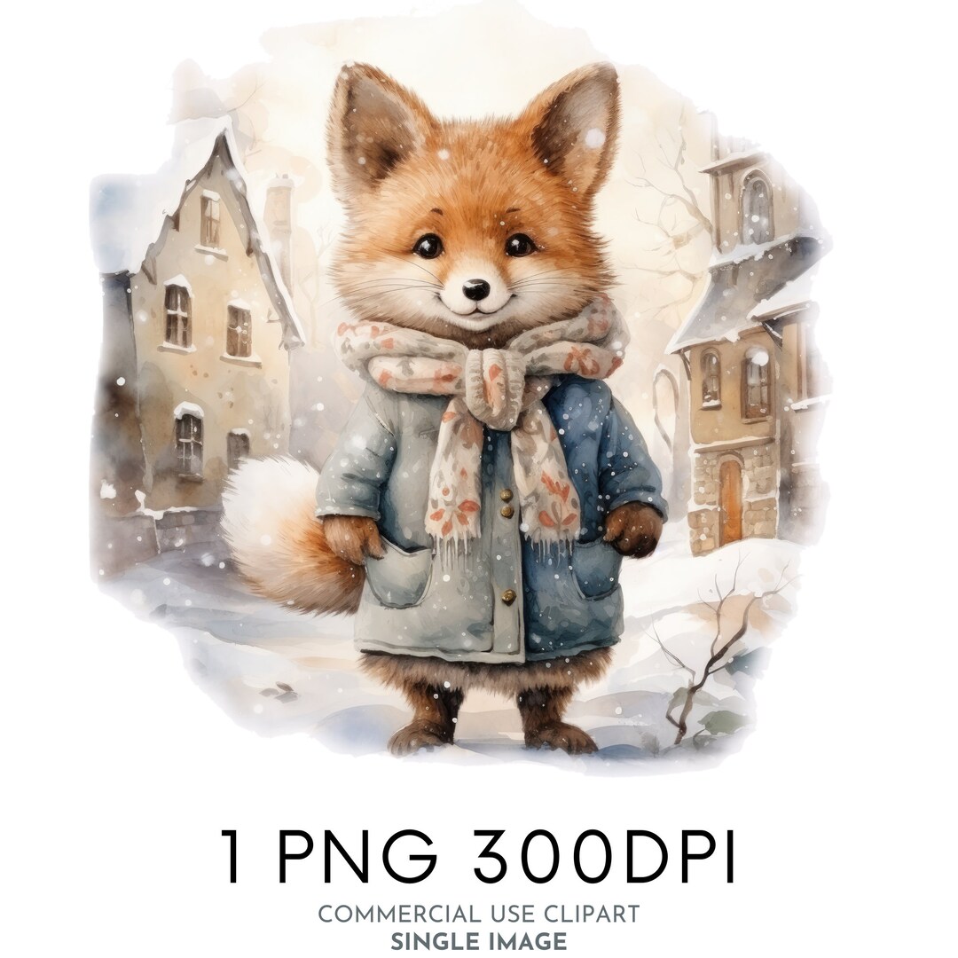Winter Cute Fox Watercolor Clipart PNG, Forest Animals Clipart, Nursery ...