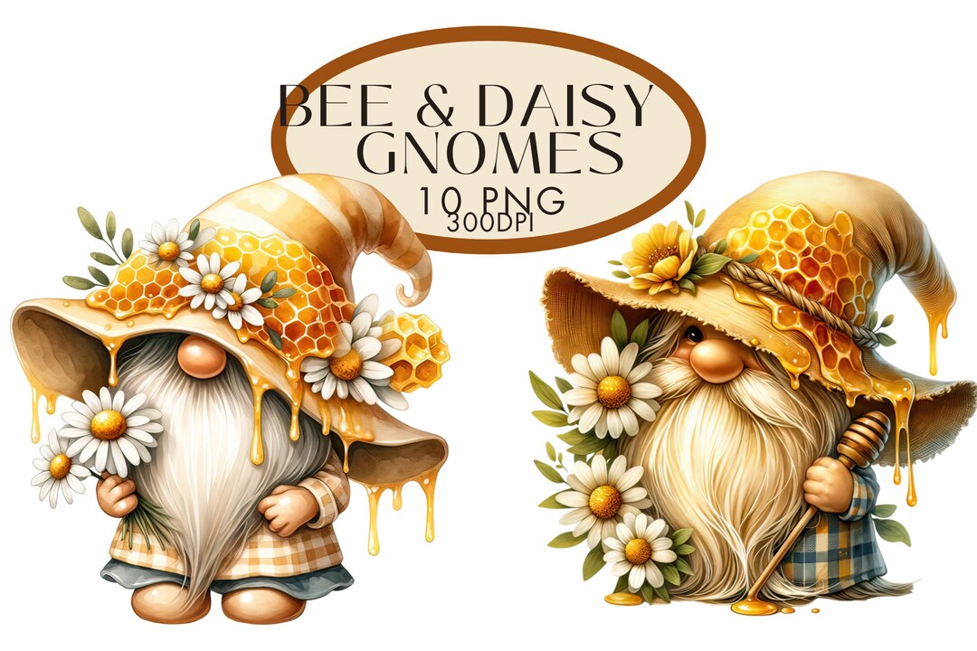 Honey Bee Gnomes Watercolor Clipart PNG, Daisy Gonks , Junk Journaling ...