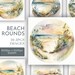 Beach Round Scenes Watercolor Clipart JPG, Background Designs , Junk ...