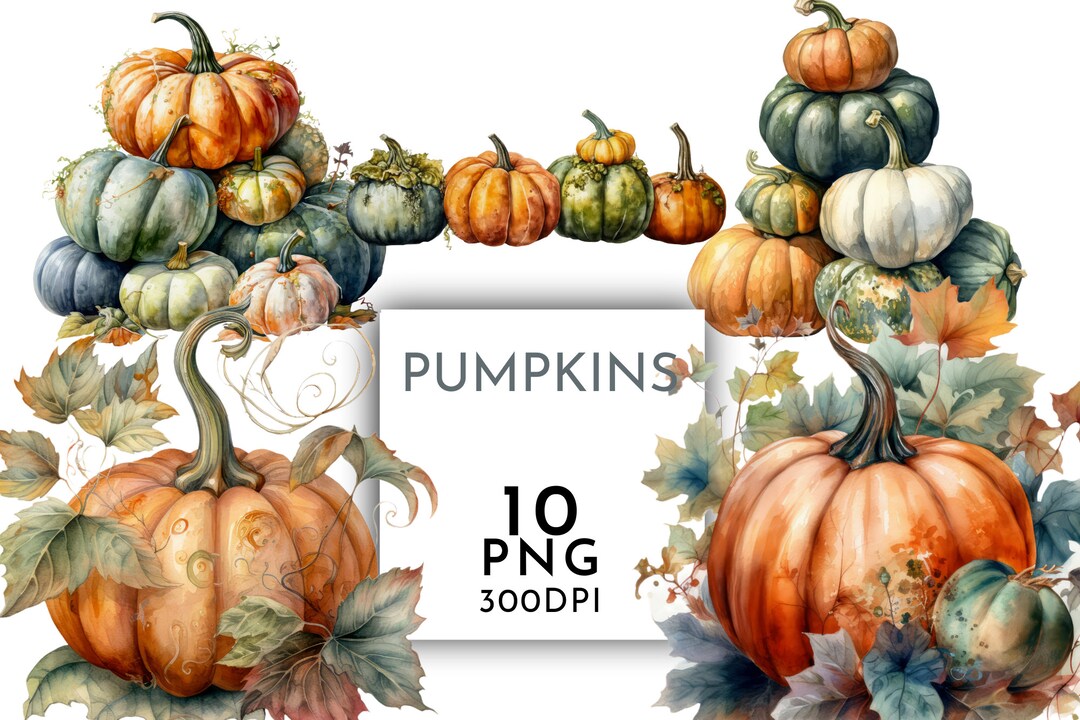 Pumpkins Watercolor Clipart PNG, Autumn Fall Halloween , Junk ...