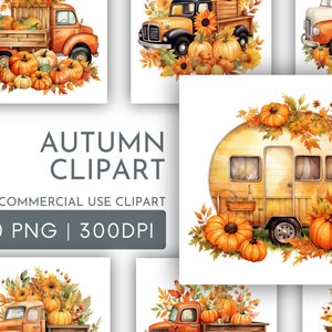 Pumpkin Truck Clipart Pack, Pumpkin Caravan Autumn Clipart for ...