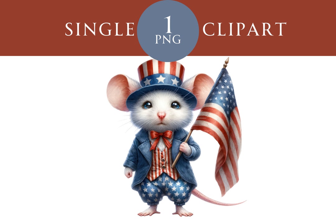 Patriotic Mouse Clipart PNG, 4th July Independence Day American Flag ...