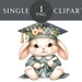 Graduation Rabbit Clipart, Kindergarten School College Animal Wall Art ...