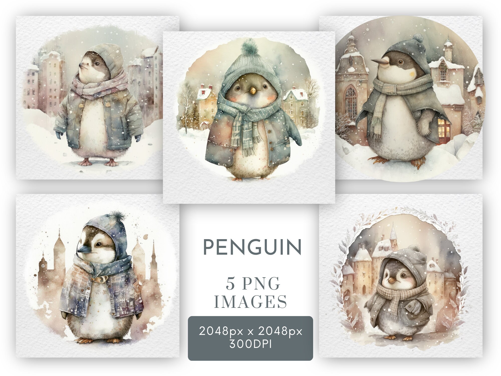 Cute Penguin Clipart PNG Scrapbooking Card Making Winter - Etsy UK
