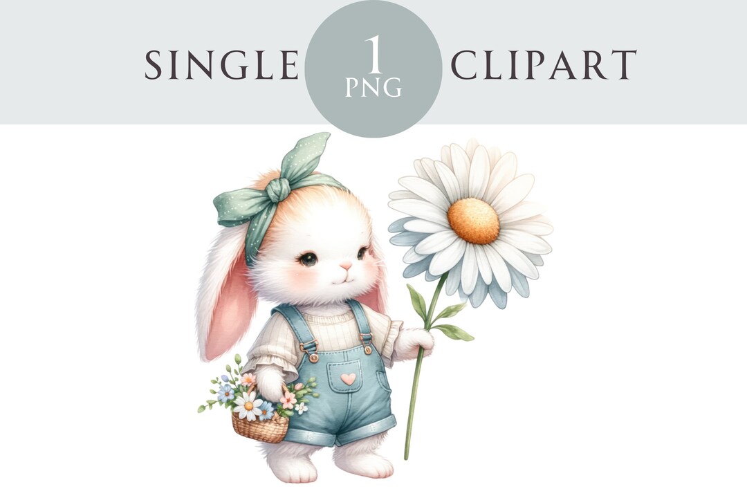 Spring Rabbit Clipart, Easter Bunny PNG Illustration, Mothers Day ...