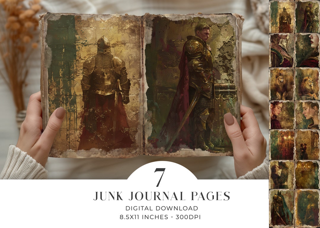 Medieval Junk Journal Pages, Shabby Chic Junk Journal Digital Paper ...