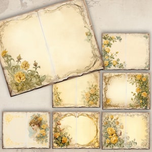 Yellow Roses Junk Journal Bifolds Pages, Vintage Junk Journal Printable ...