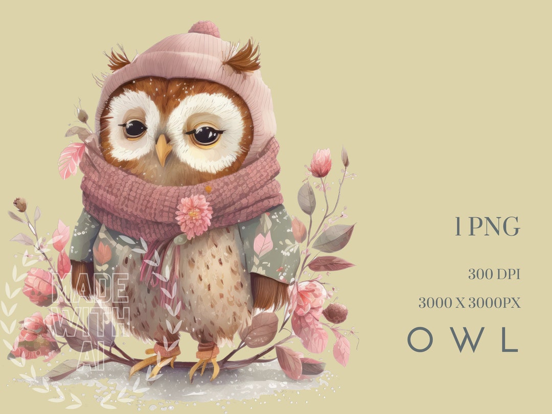 Cosy Owl Watercolor Clipart PNG, Forest Animals Clipart, Nursery ...