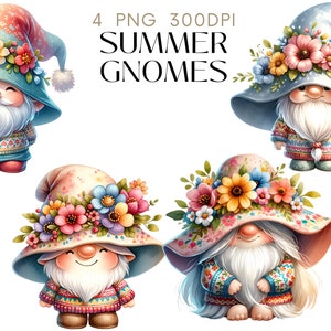 Summer Gnomes Clipart PNG Set 4 Spring Gonks Flower Easter Commercial ...