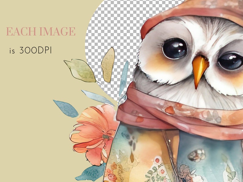 Owl With Flowers Clipart PNG Nursery Clipart Summer Clipart - Etsy