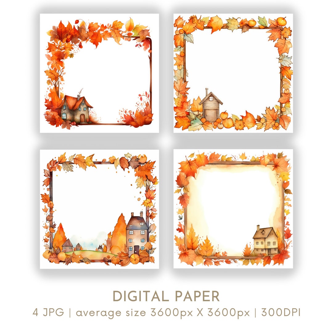 Autumn House Digital Paper Set 4 JPG Fall Card Making Autumnal - Etsy UK