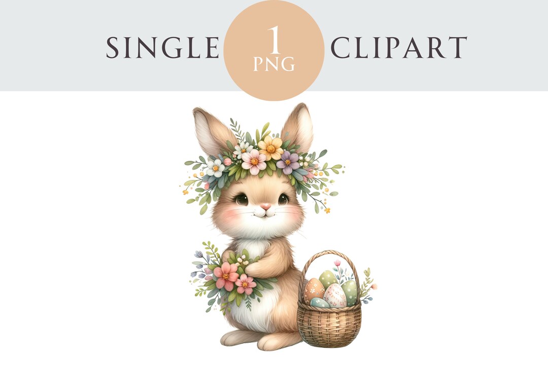 Easter Bunny Clipart, Spring Mothers Day PNG Illustration, Ideal for ...