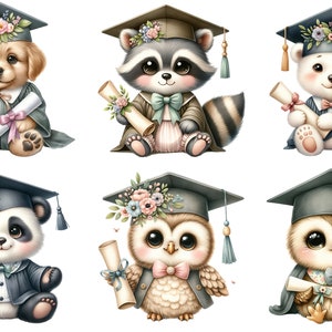 Graduation Clipart PNG Bundle, School Kindergarten Bunny Mouse Nursery ...