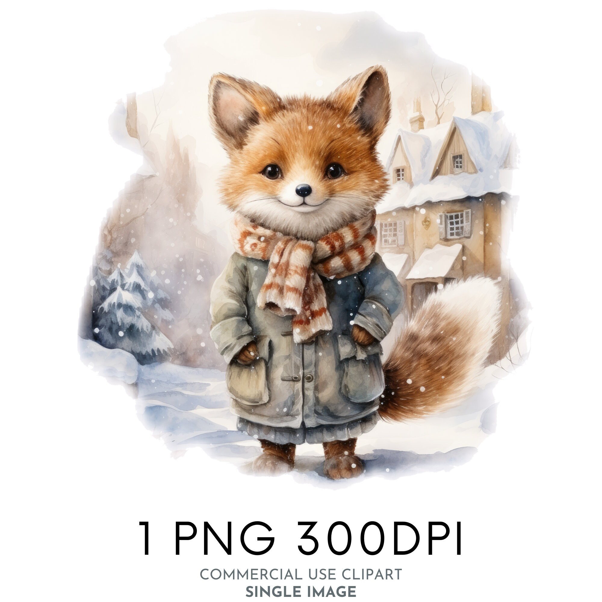 Winter Cute Fox Watercolor Clipart PNG, Forest Animals Clipart, Nursery ...