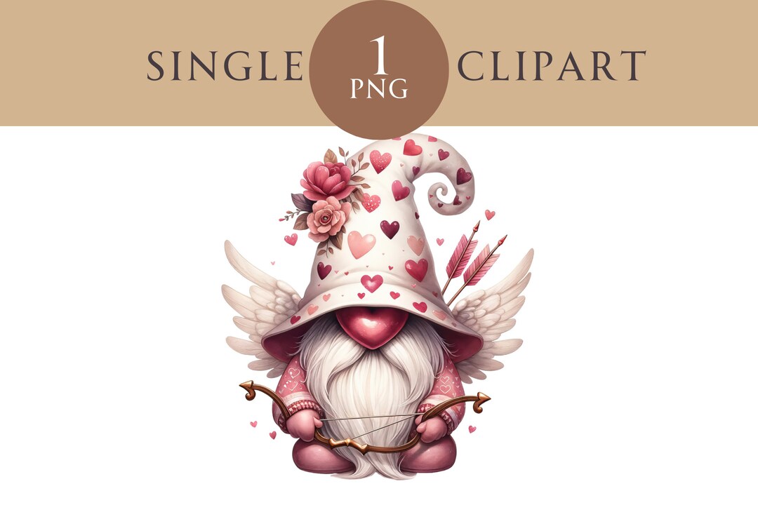 Cupid Gnome Clipart, Valentines Gnome PNG Illustration, Love Gnonk ...