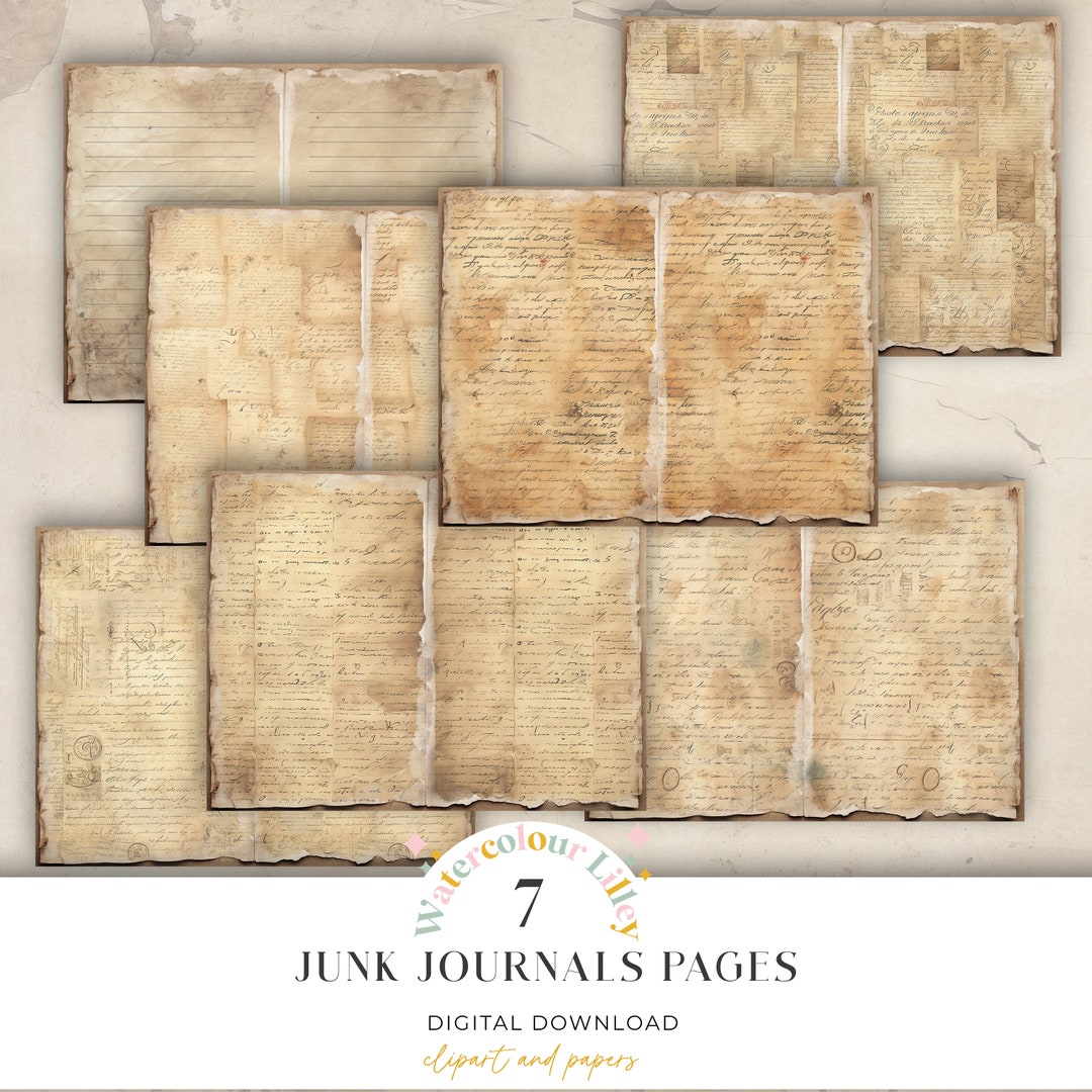 Base Junk Journal Bifolds Pages, Script Junk Journal Printable Paper ...