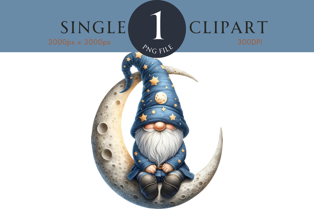 Gnome in the Moon Clipart, Baby Shower Graphics, Moon Gonk Clipart ...