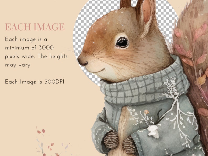 Squirrel Watercolor Clipart PNG, Autumn Winter, Forest Animals Nursery ...