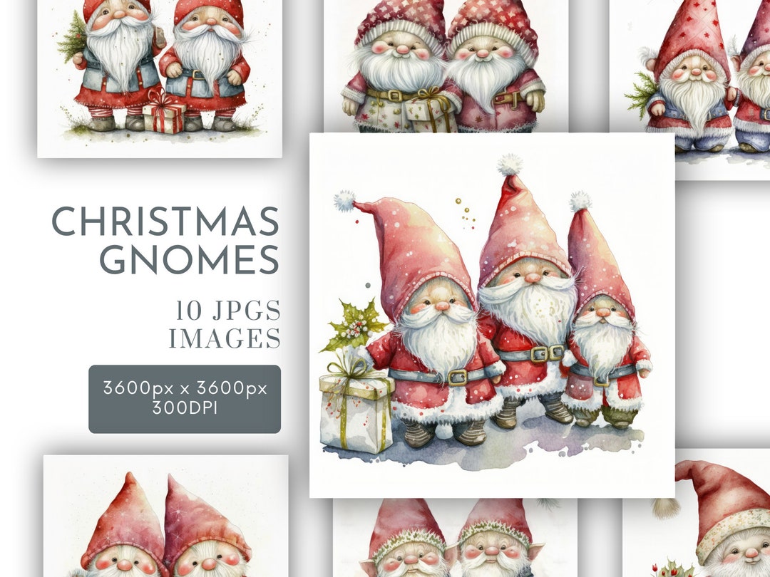 Christmas Gnomes Watercolor Clipart JPG Digital Planner - Etsy