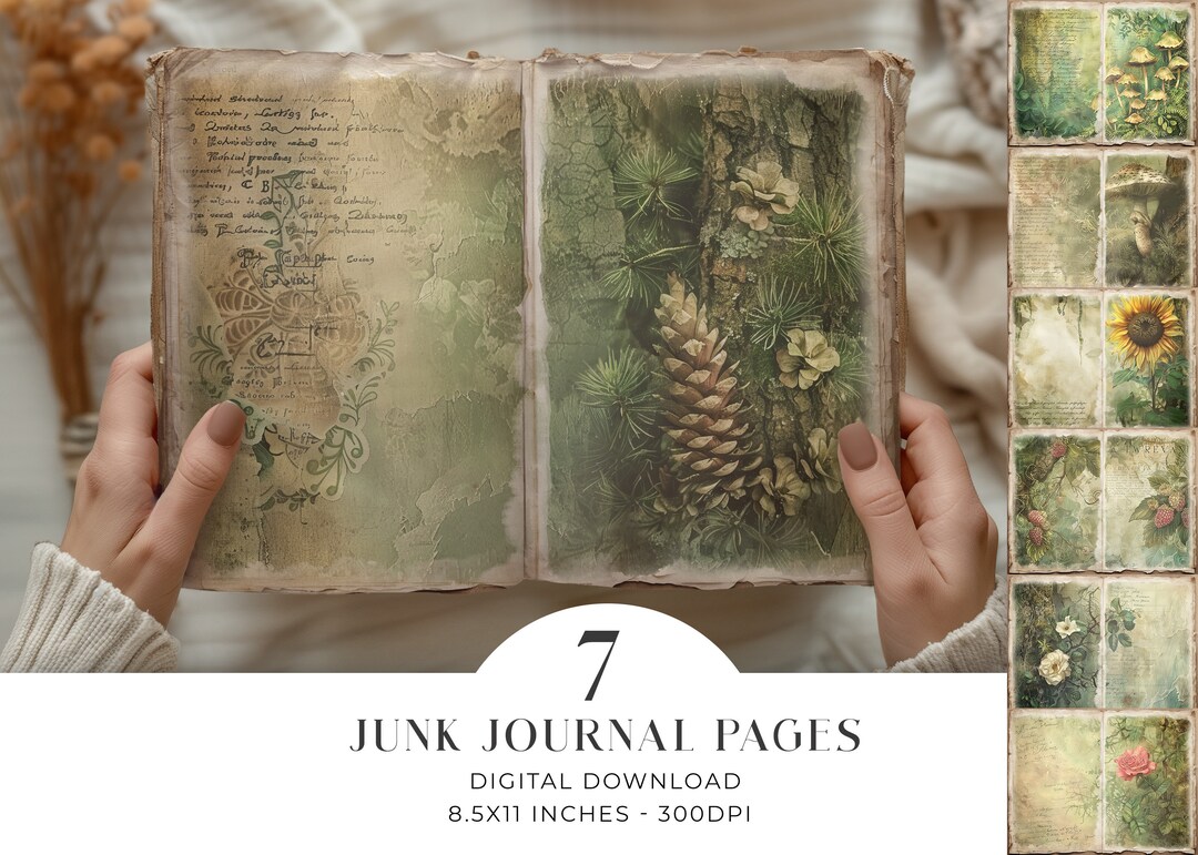 Woodland 7 Digital Journal Pages Forest Shabby Chic Junk Journal Paper ...
