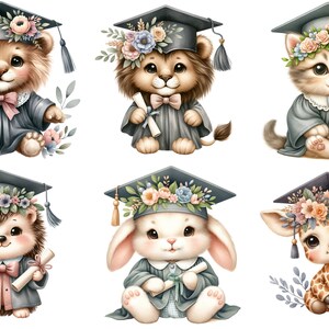 Graduation Clipart PNG Bundle, School Kindergarten Bunny Mouse Nursery ...