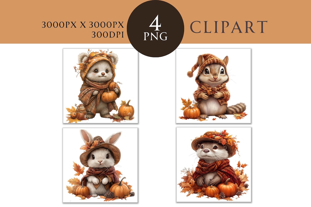 Autumn Clipart Illustration Cute Fall Thanksgiving Watercolor Images ...