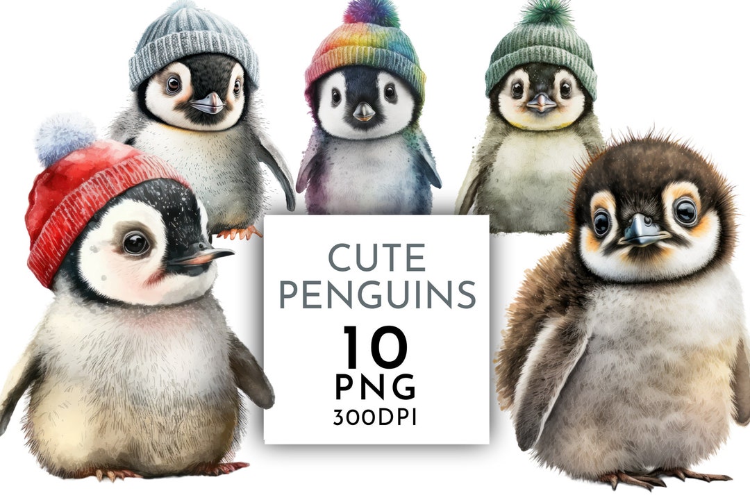 Cute Penguins Clipart PNG, Christmas Penguin, Penguin Wooly Hats, Junk ...