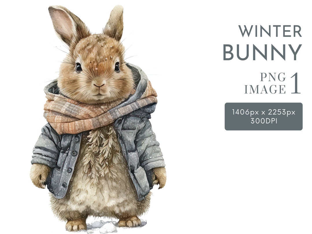 Winter Bunny Watercolor Clipart PNG, Cute Forest Animals Clipart ...