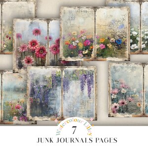 Floral Junk Journal Pages 7 Digital Journal Bifold Pages Flower Vintage ...