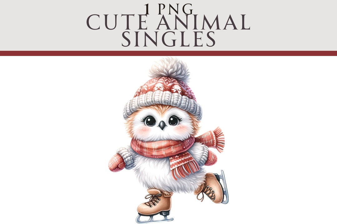 Ice Skating Owl Clipart, Festive Winter PNG, Winter Illustration, Ideal ...