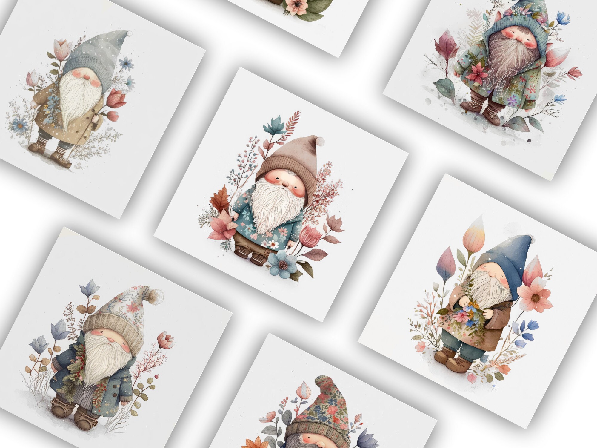 Gnomes Watercolor Clipart JPG Digital Planner Junk - Etsy UK