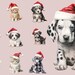 Dogs and Cats in Santa Hat Watercolor Clipart PNG, Christmas Pets ...