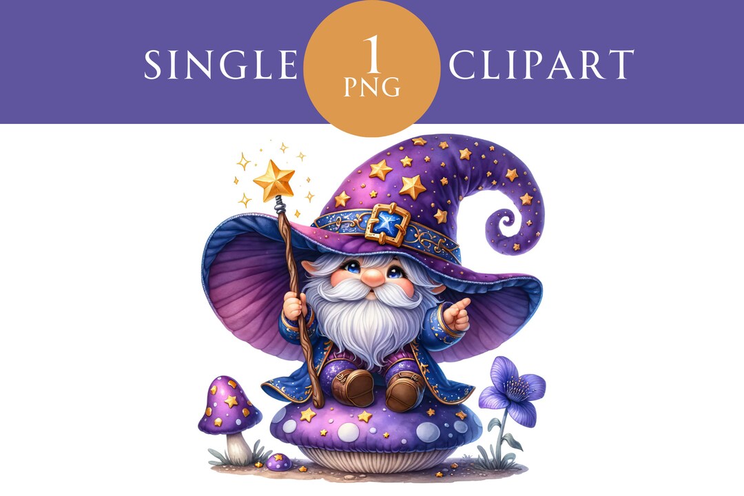 Wizard Gnome Clipart, Magical Wall Art PNG, Fantasy Graphics, Magic ...